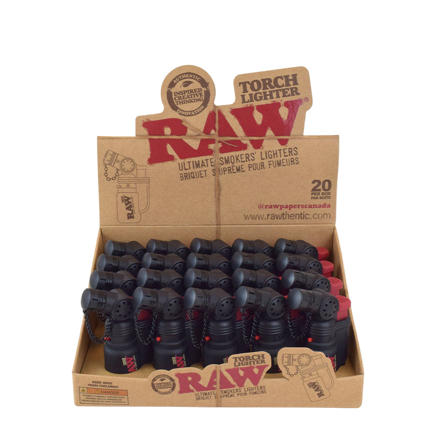 RAW | Torch Lighters – Refillable (Tray of 20) – JJ Trading Inc.
