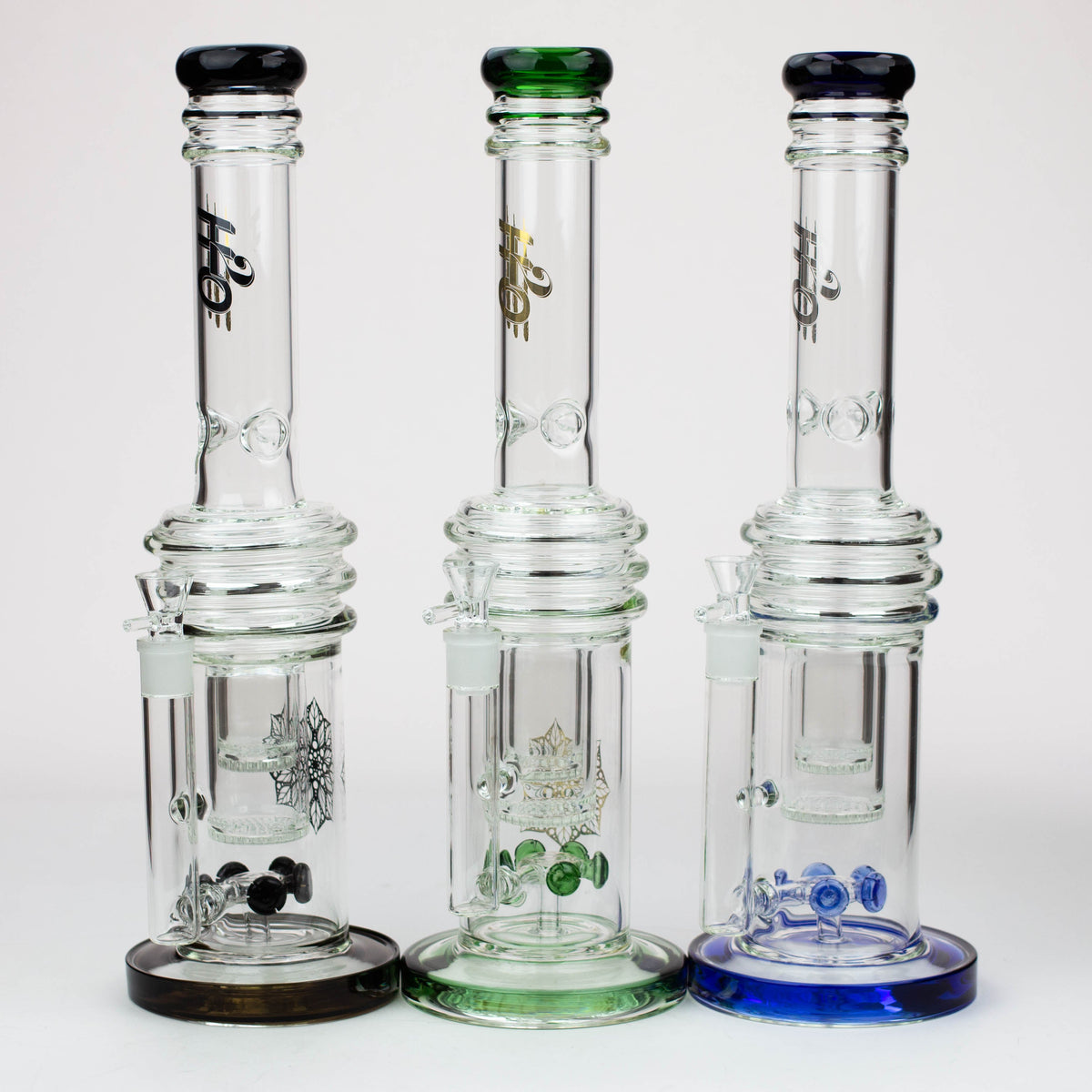 17" H2O glass water bong with double layer honeycomb [H2O-28] – JJ ...