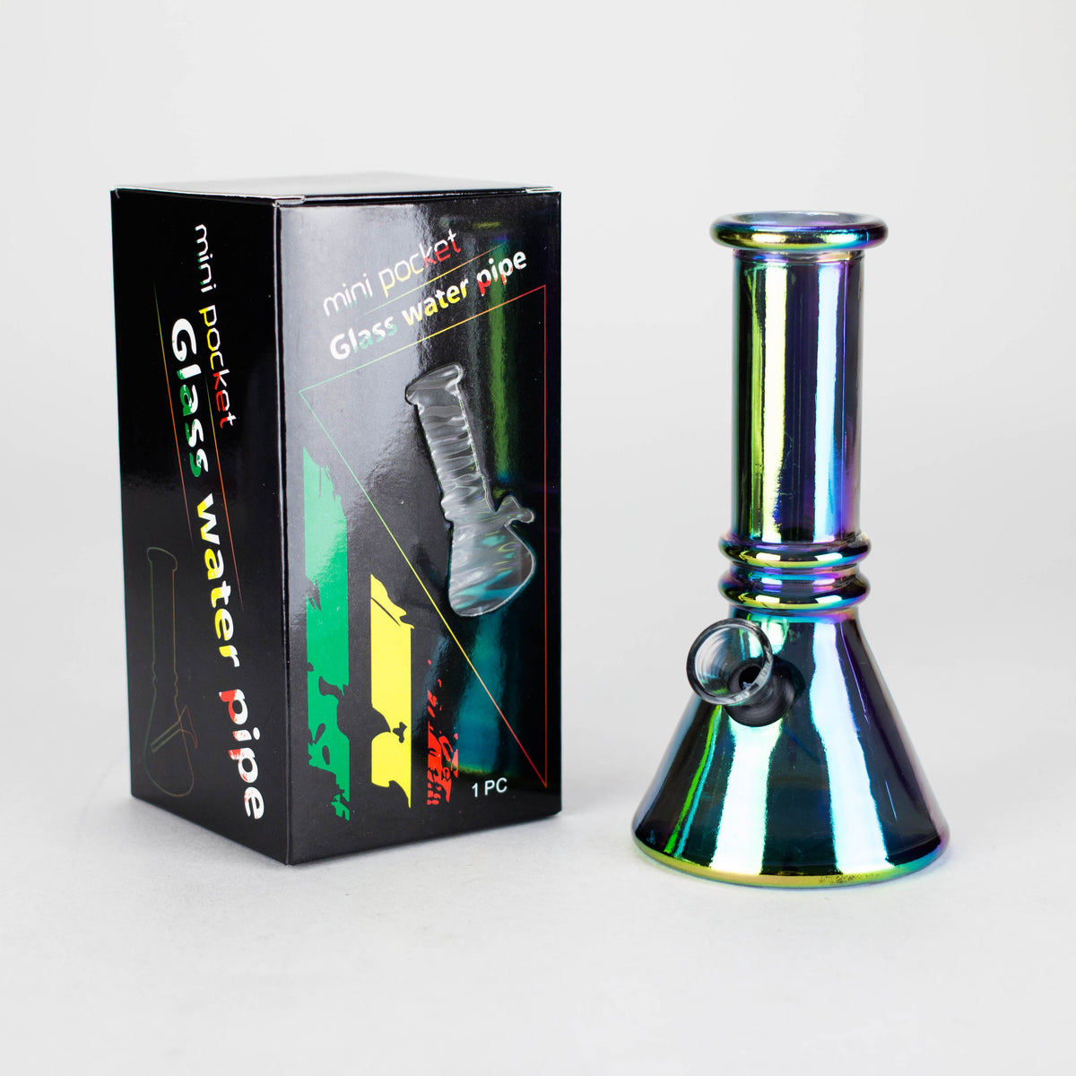 6" Skull Base Mini Glass Bong Metallic Finish Box of 10 [BLMIN-05-4 ...