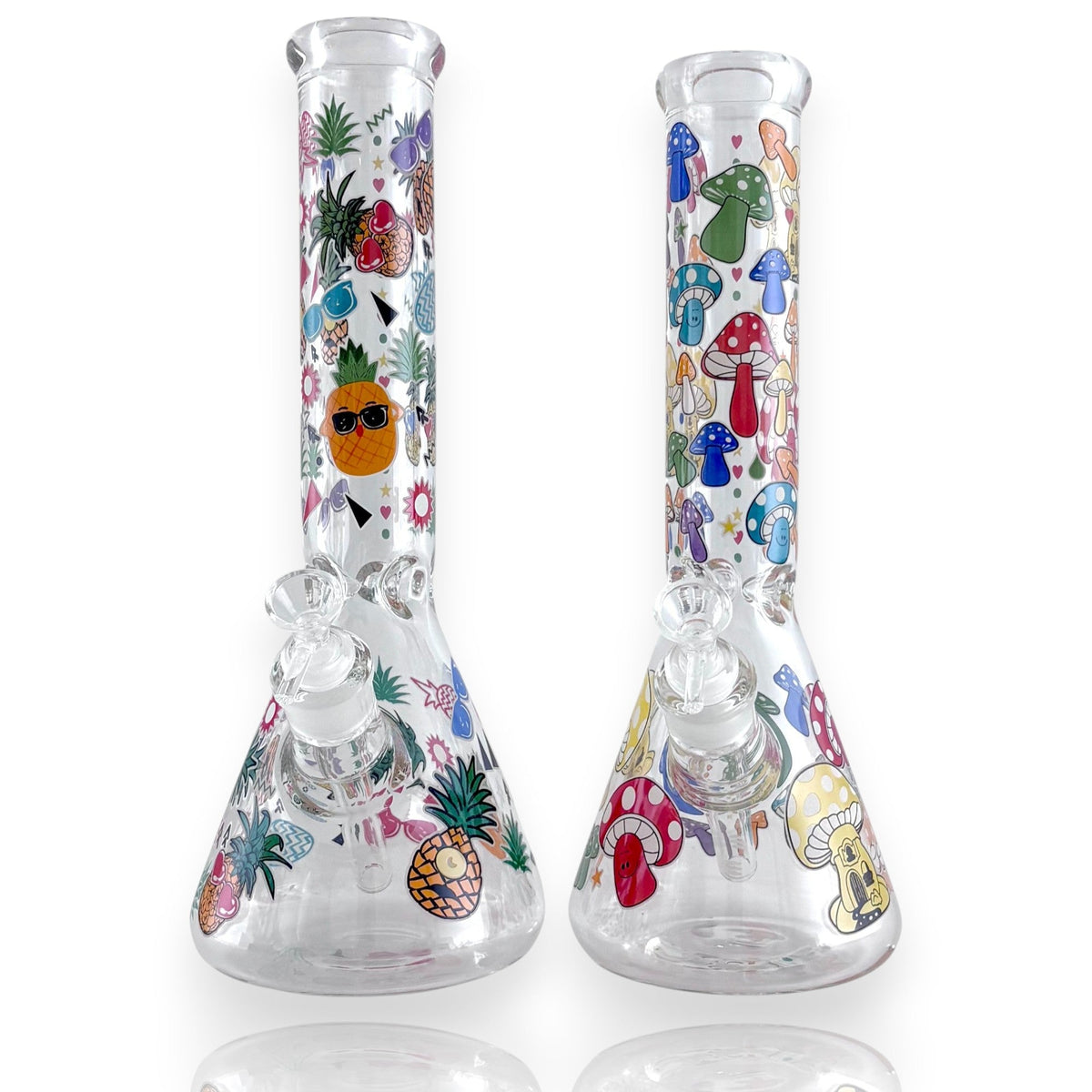 14" Glass Beaker Bong – 7mm Thick with Sticker Art Designs – JJ Trading ...