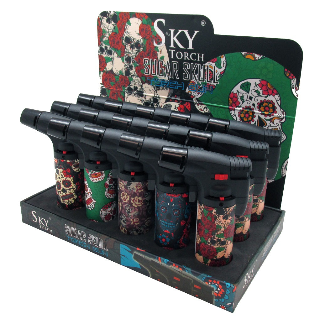 Sky Torch | Sugar Skull Design Torch Lighters – 15ct Display Box [SK10 ...