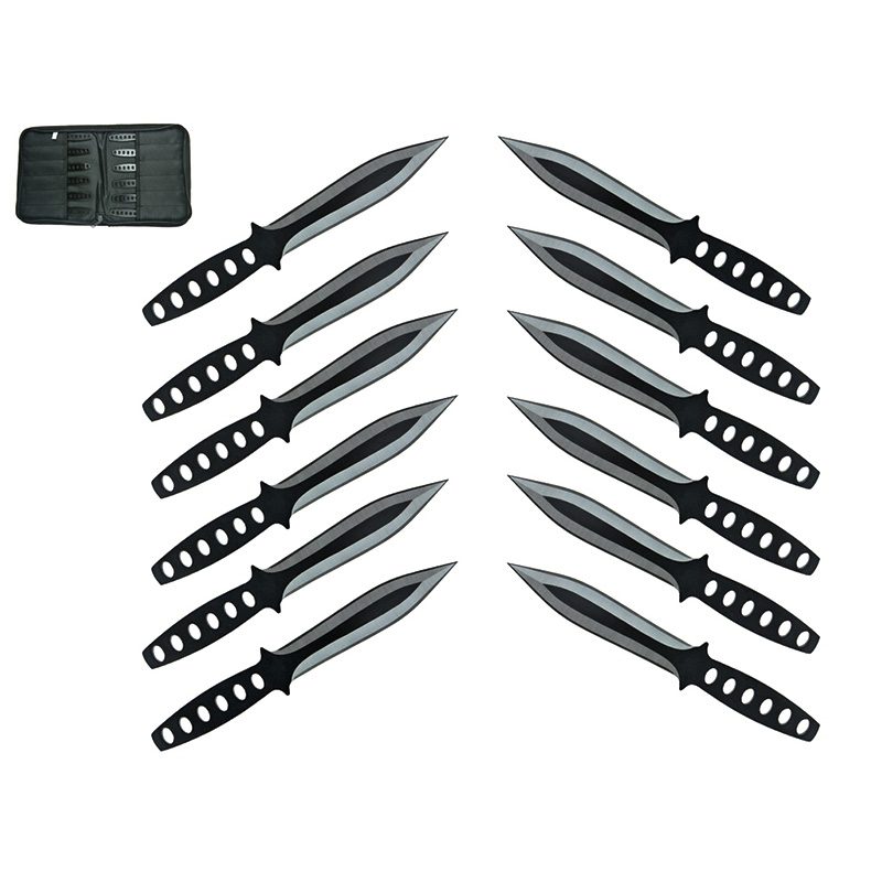 6″ Throwing Knives 12 Pcs Set – Black [T00045BK-12] – JJ Trading Inc.